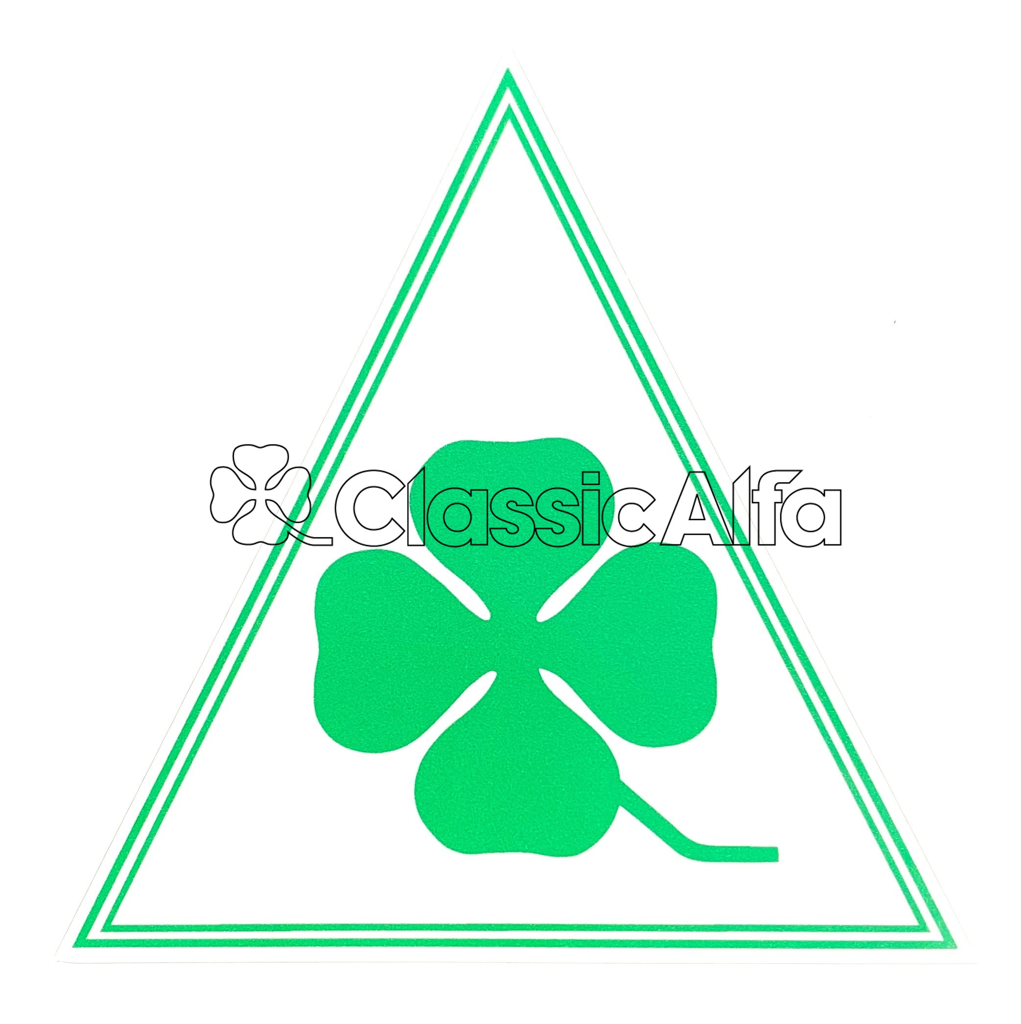 AC049 SMALL GREEN CLOVERLEAF TRIANGLE STICKER – Classic Alfa